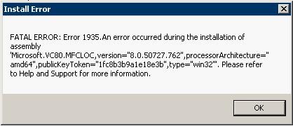 Unable to complete installation, error 1935 - Techyv.com